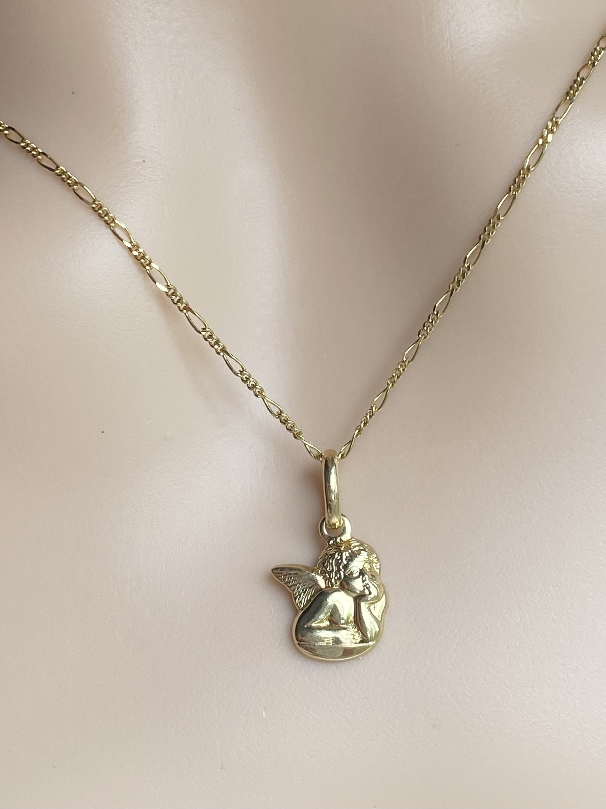 Gold Angel Pendant 18K Solid Gold Angel Necklace 3D Design | Etsy