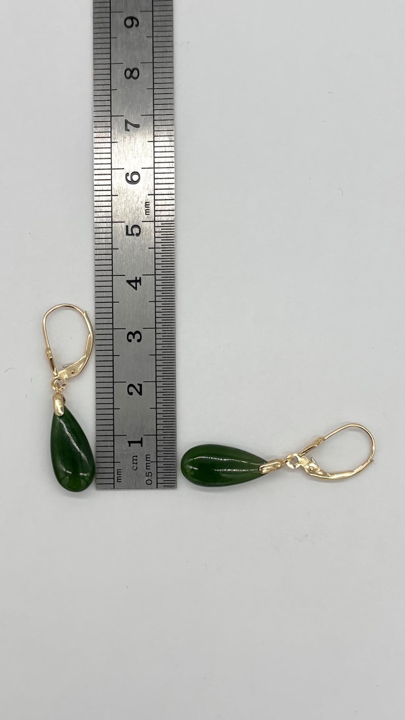 Jade Drop Gold Earrings, 14K Solid Gold Earrings, Summer Cocktail ...