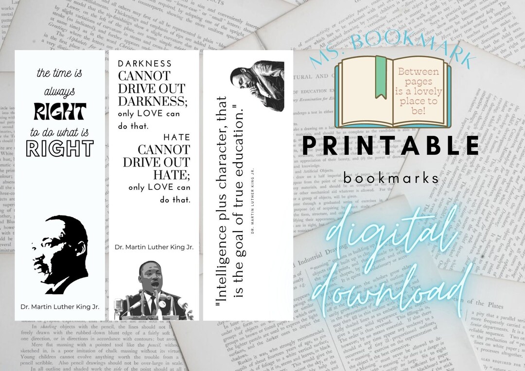 Dr. Martin Luther King Jr. Printable Bookmarks - Etsy