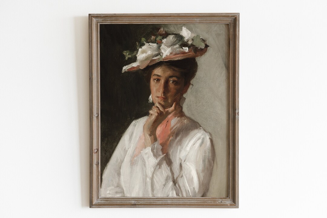 Antique Oil Painting. Muted Portrait Painting. French Farmhouse Decor ...