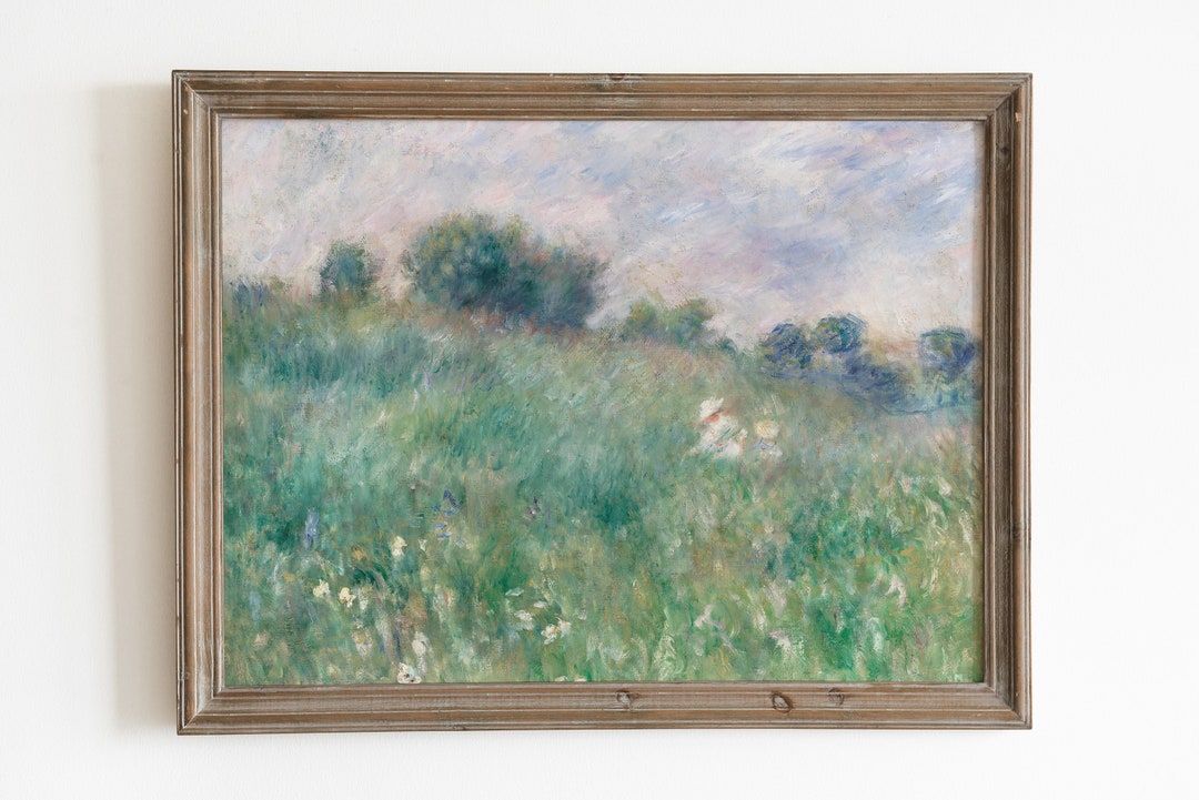 Neutral Antique Spring Landscape. Muted Summer Scenery. Renoir Oil ...