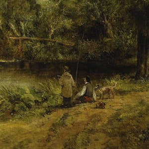 Antique Landscape Painting. River Vintage Painting. Landscape Printable ...