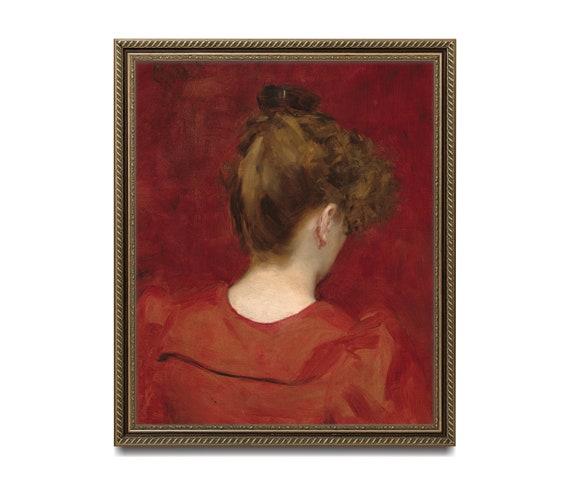 Digital Prints Vintage oil painting Downloadable art Red painting Woman ...