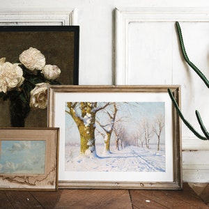 Antique Winter Landscape Printable Art. Snow Landscape Vintage Painting ...