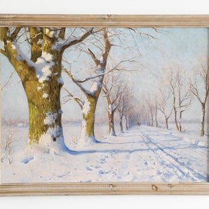 Antique Winter Landscape Printable Art. Snow Landscape Vintage Painting ...