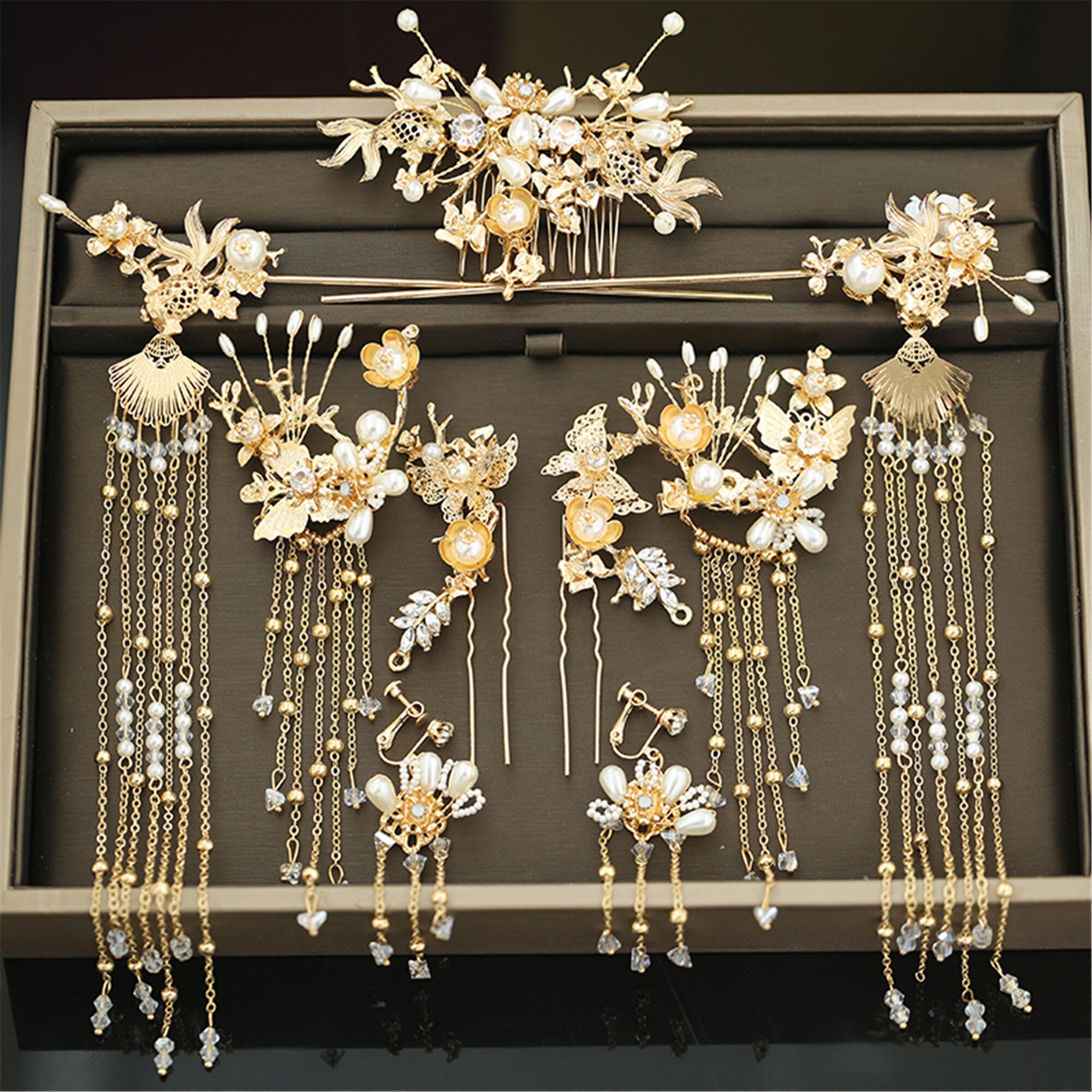 Hanfu Costume Bridal Headdress Chinese Hair Accessories Set | Etsy