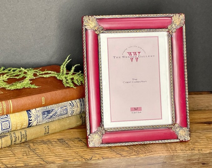 Red Leather-bound Weston Gallery 5x7 Frame - Vintage Leather 5x7 Frame ...