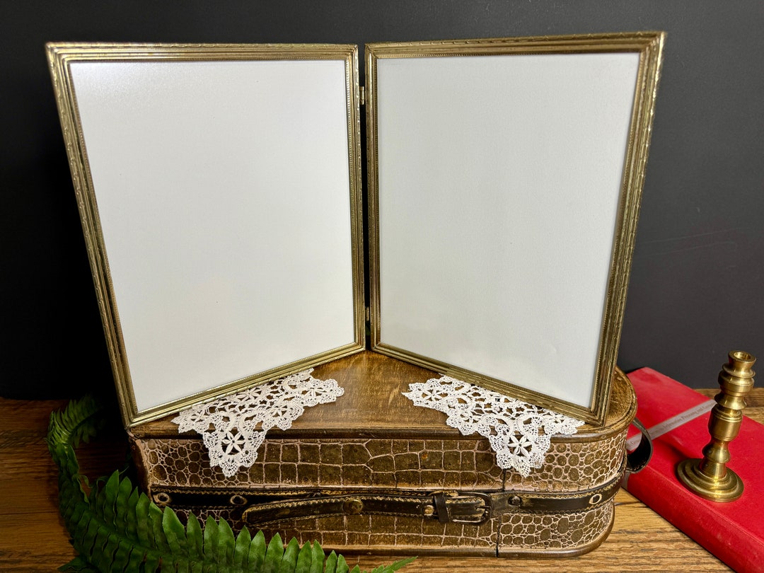Vintage 8x10 Hinged Gold Picture Frame - Bi-fold Tabletop Display - Etsy