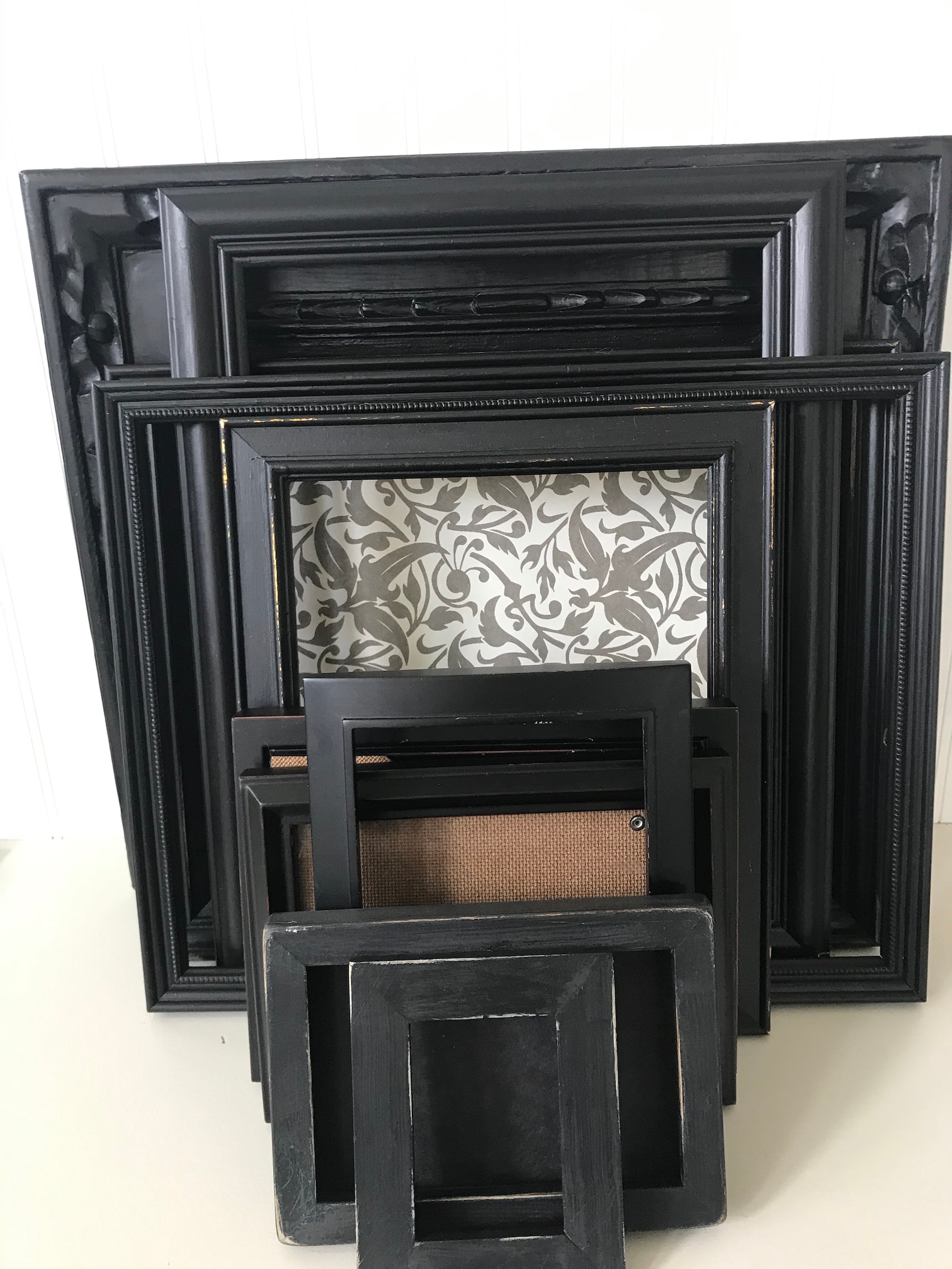 Black Gallery Wall Frames Custom Painted Frames Distressed - Etsy