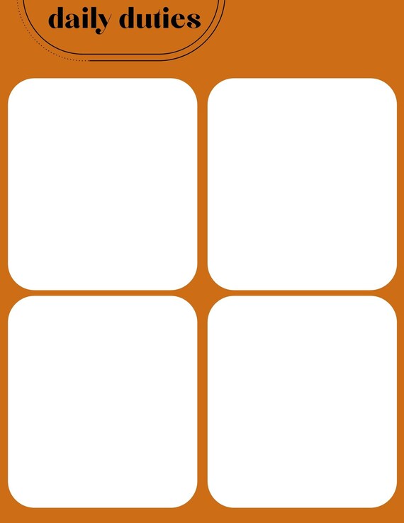 Daily Duties Printable Daily Task Sheet | Etsy