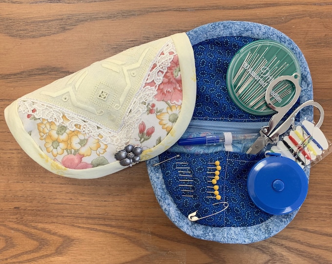 Small Sewing Kit Trimmed With Repurposed Vintage Lace & Linen, Travel ...