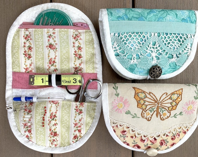 Sewing Kit Trimmed With Repurposed Vintage Lace & Linen, Quilters Gift ...