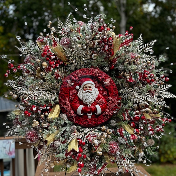 Santa Wreath - Etsy