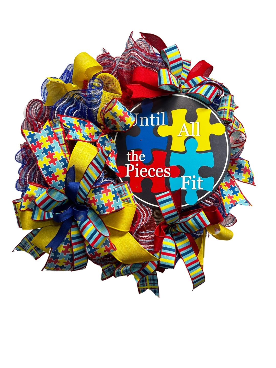 Autism Awareness Wreath for Front Door, Gift Idea, #autismawareness - Etsy
