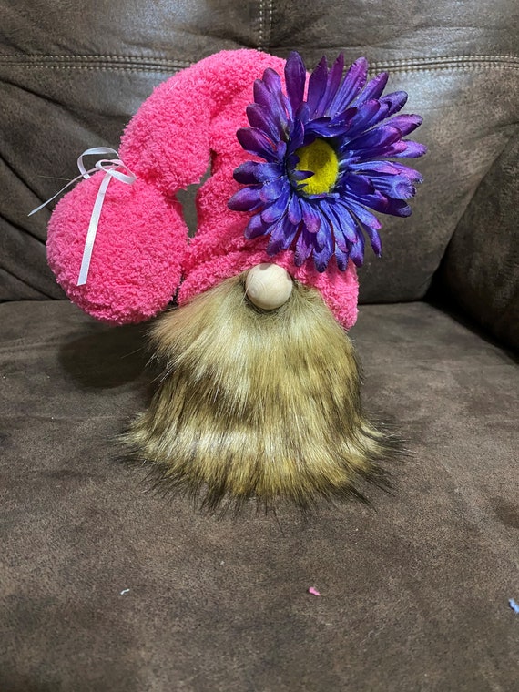 Spring Gnome/summer Gnome/pink Hat Purple Flower Gnome/purple - Etsy