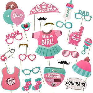 25PCS Blue Baby Shower Photo Booth Props for Baby Shower Supplies, Baby ...