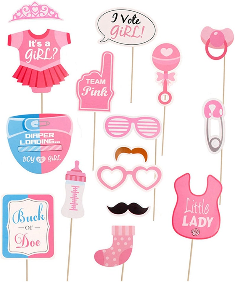 Gender Reveal Photo Booth Props: Baby Shower Party Decorations (30pcs ...