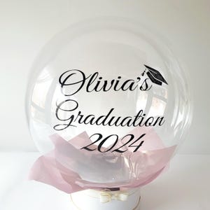 24 Personalised Clear Orb Graduation Balloon, Gold Vinyl Name Sticker ...