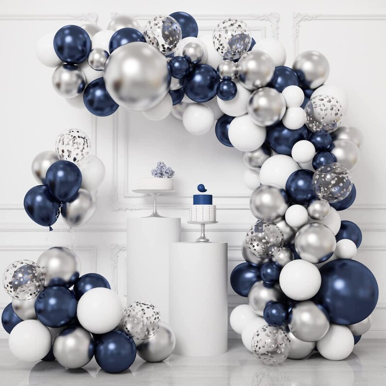 Navy Blue Balloon and Silver Arch Kit Navy Blue and Silver - Etsy