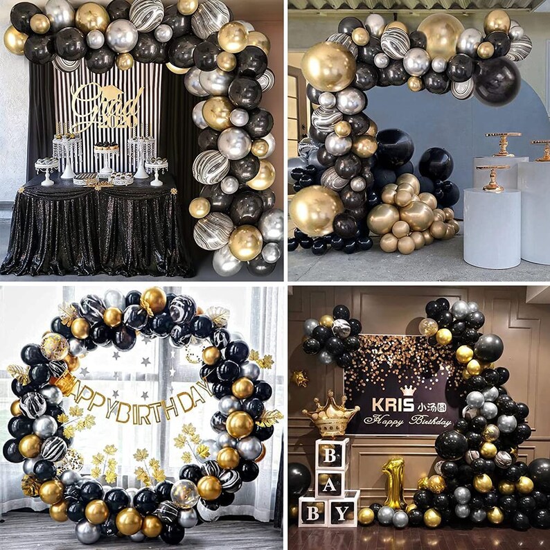 Black Gold Balloon Arch Kit Chrome Black Gold and Silver - Etsy UK