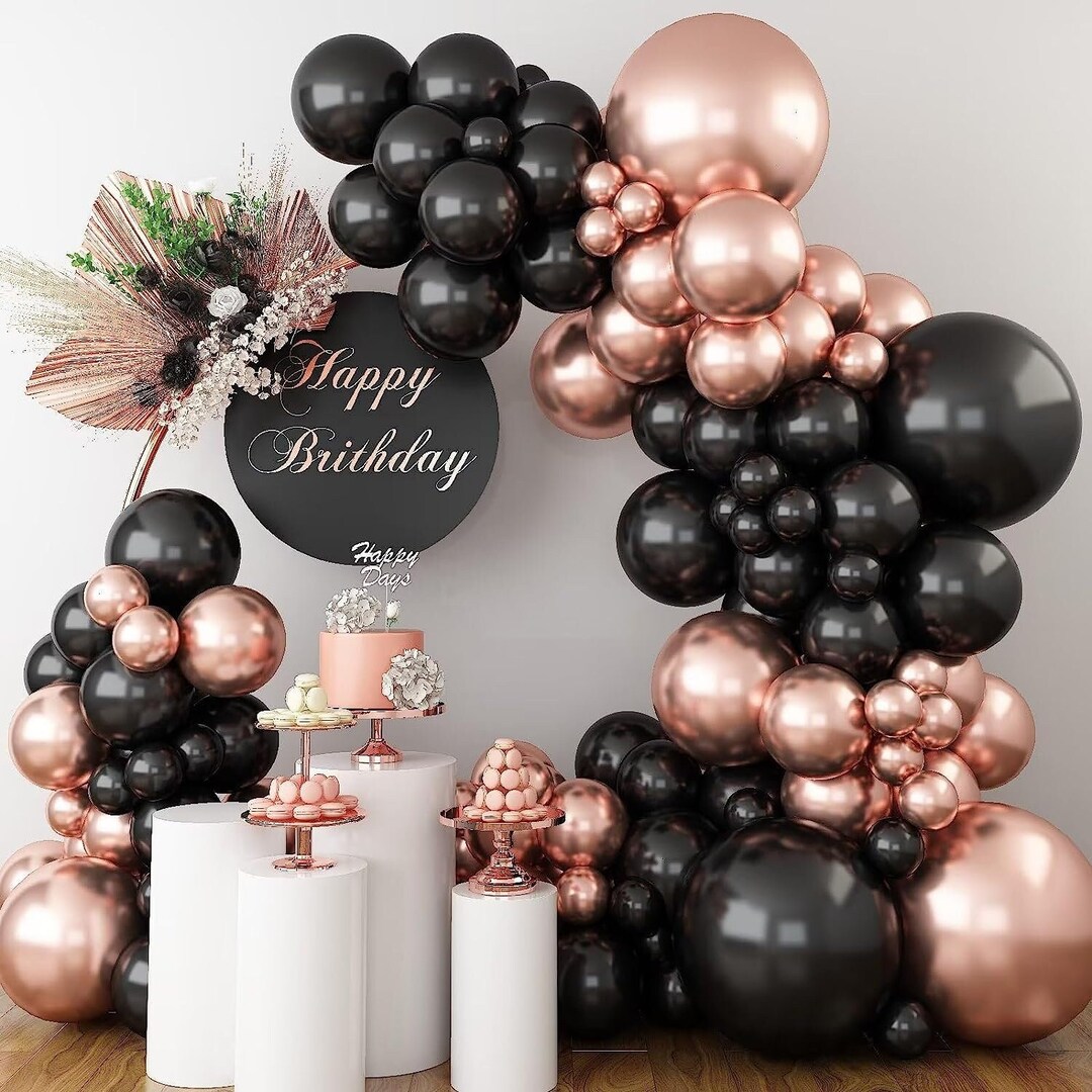 Black & Rose Gold Balloon Garland Arch: Party Decoration Kit - Etsy