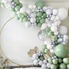 90PCS Sage Green White Metallic Gold Confetti Balloons Garland With Tropical Leaf for Wedding ...