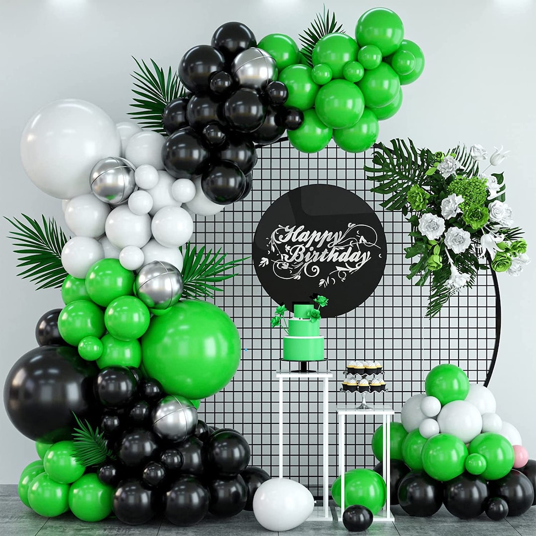 Green and Black Balloon Garland, Green Balloons for Valentines, Safari ...