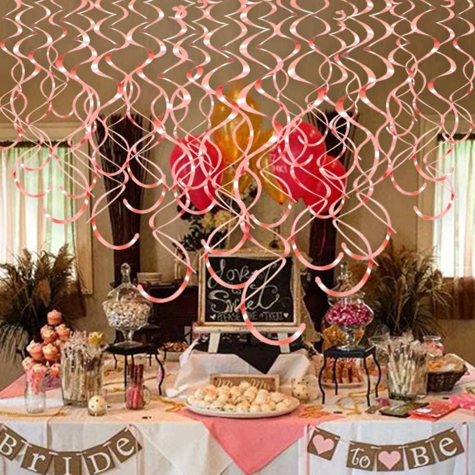 Pack of 6 Gold Blue Silver Pink and Black Hanging Swirls - Etsy UK