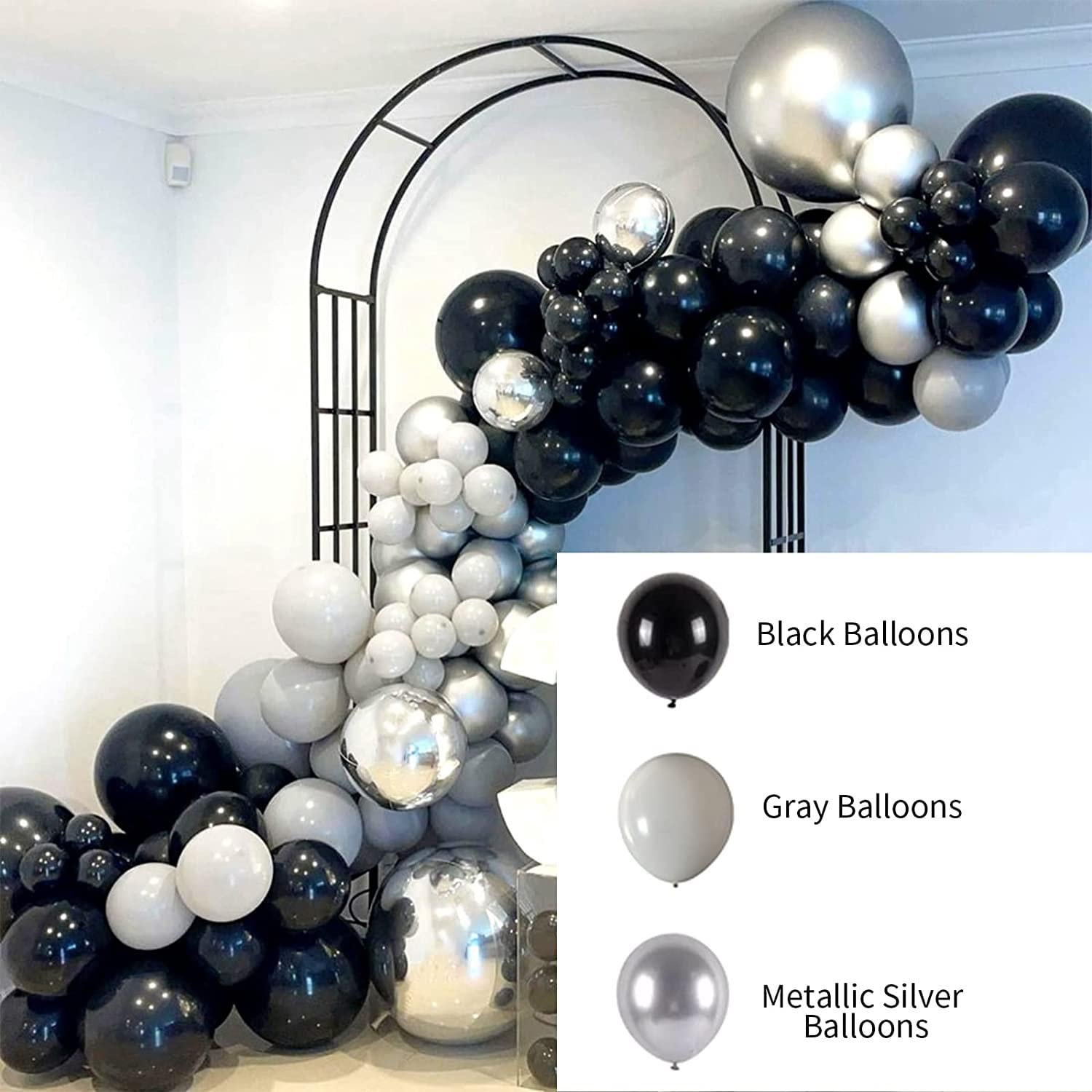 DIY Black Silver Grey Balloon Garland Kit Giant Black - Etsy UK