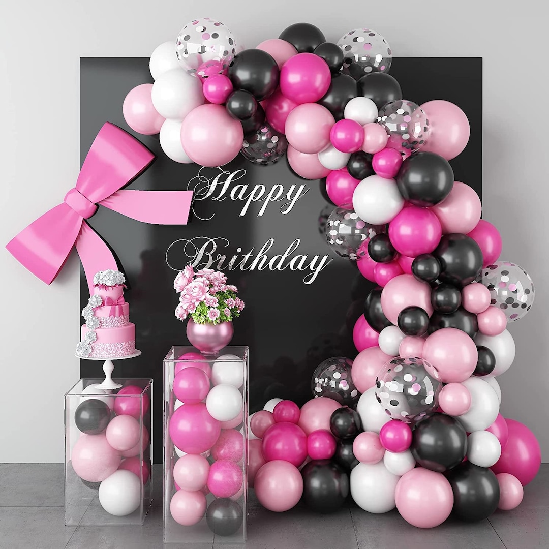 Pink and Black Balloon Garland Arch for Baby Showerpink and - Etsy