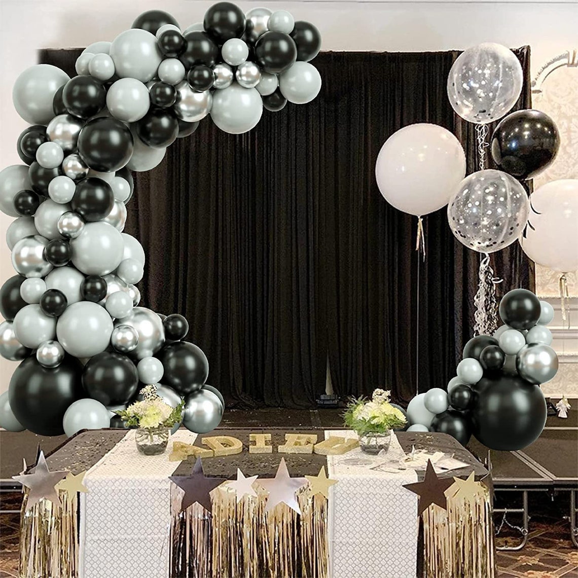 DIY Black Silver Grey Balloon Garland Kit Giant Black - Etsy UK