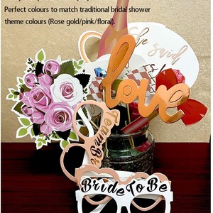 23pcs Hen Party Photo Booth Props Team Bride Selfie Props Rose Gold ...