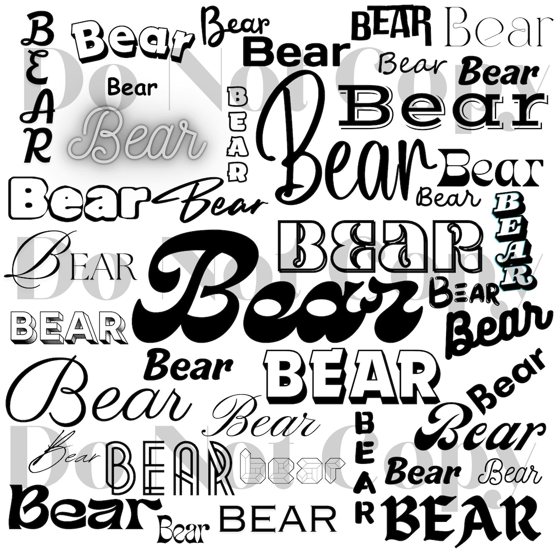 Bear Name in Multiple Fonts and Sizes - Etsy