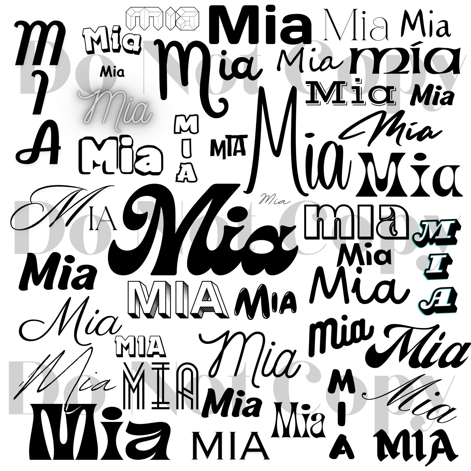 Mia Name in Multiple Fonts and Sizes - Etsy