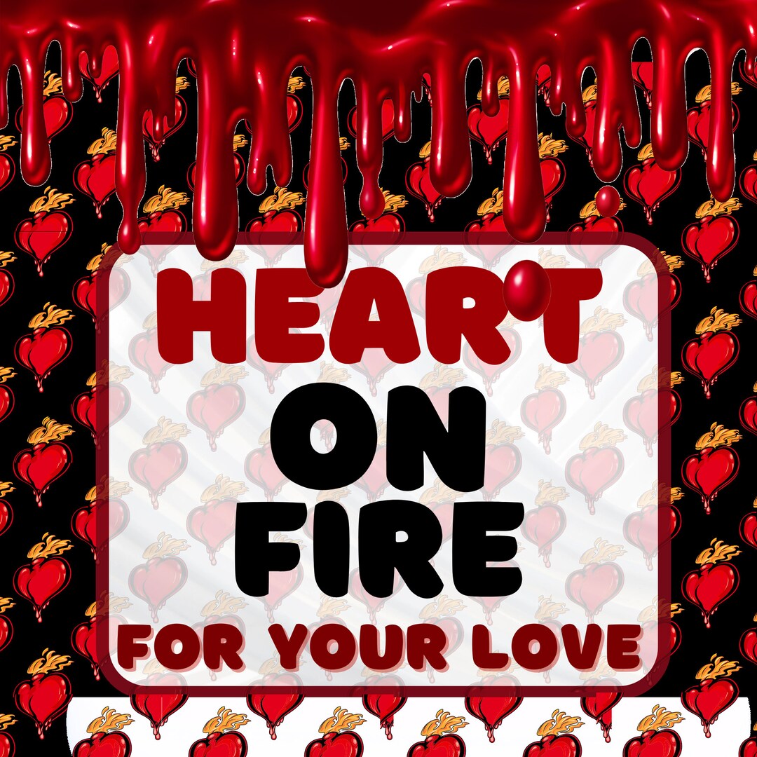 Heart on Fire PNG - Etsy