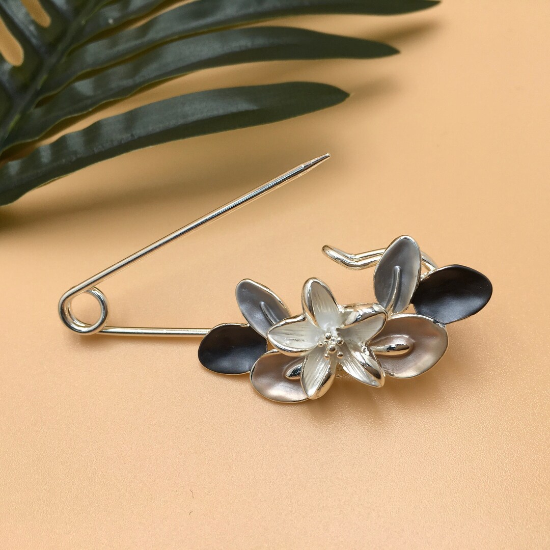 Shawl Pin Fantastic Floral Safety Metal Pin Brooch for Scarves Wraps ...