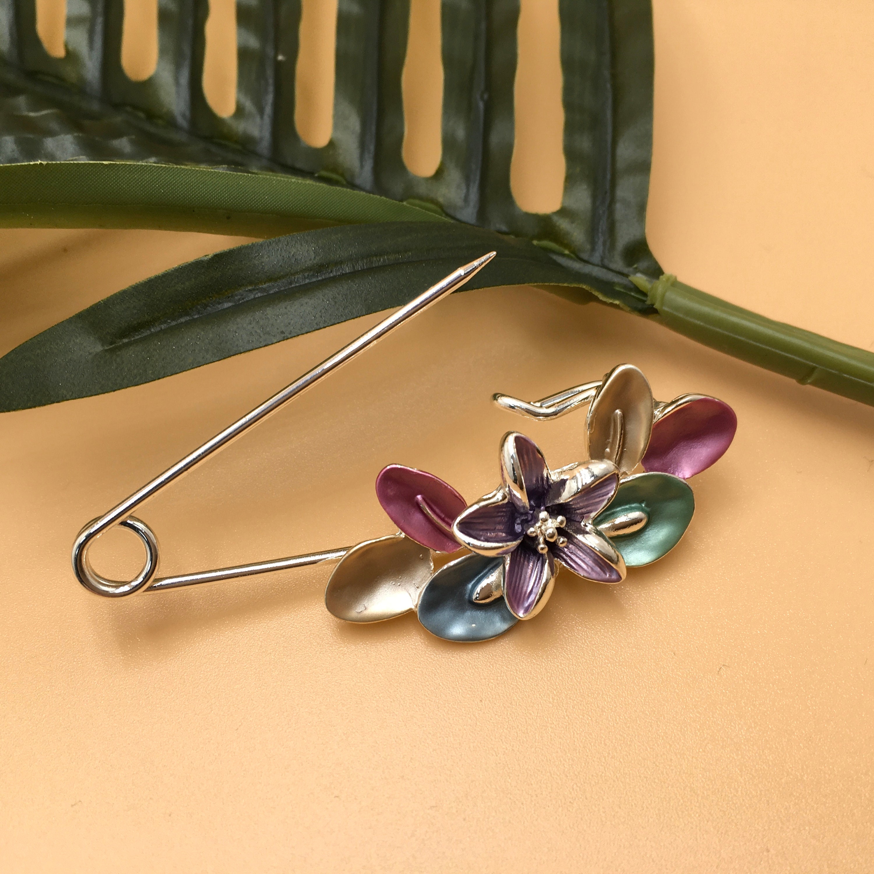 Shawl Pin Fantastic Floral Safety Metal Pin Brooch for Scarves - Etsy