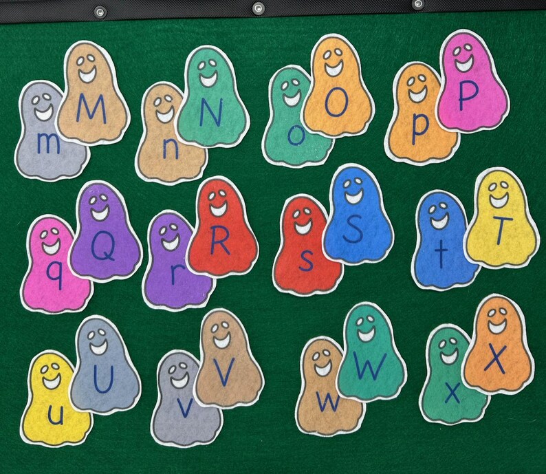 Ghost Felt Board Letters, Felt Board Alphabet, Halloween Matching ...