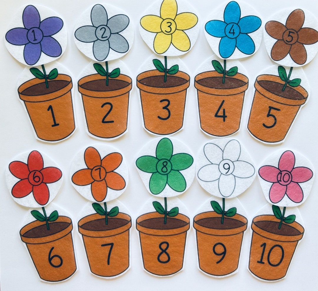 Spring Flowers Felt Board Set: Preschool Number & Color Learning ...