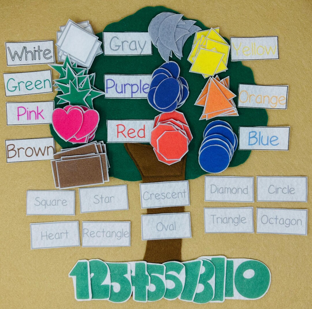 Shape Tree Felt Board Set, Shapes Learning, Color Recognition, Counting ...