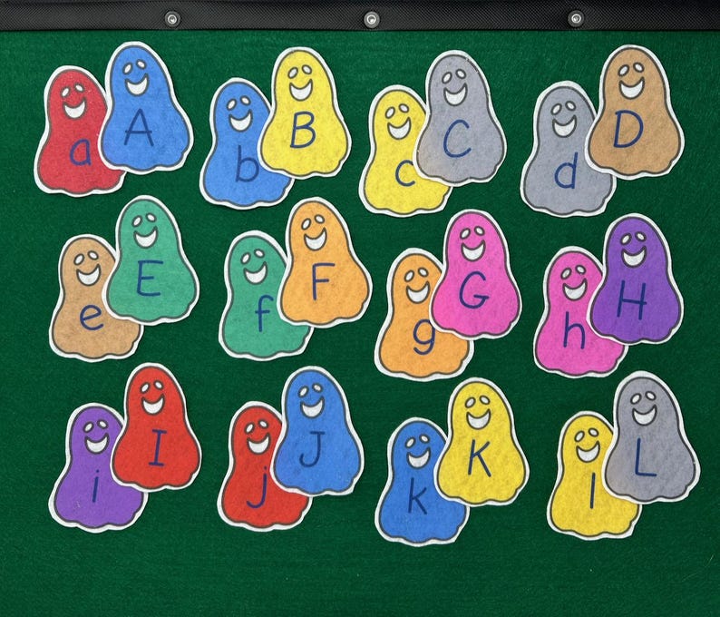 Ghost Felt Board Letters, Felt Board Alphabet, Halloween Matching ...