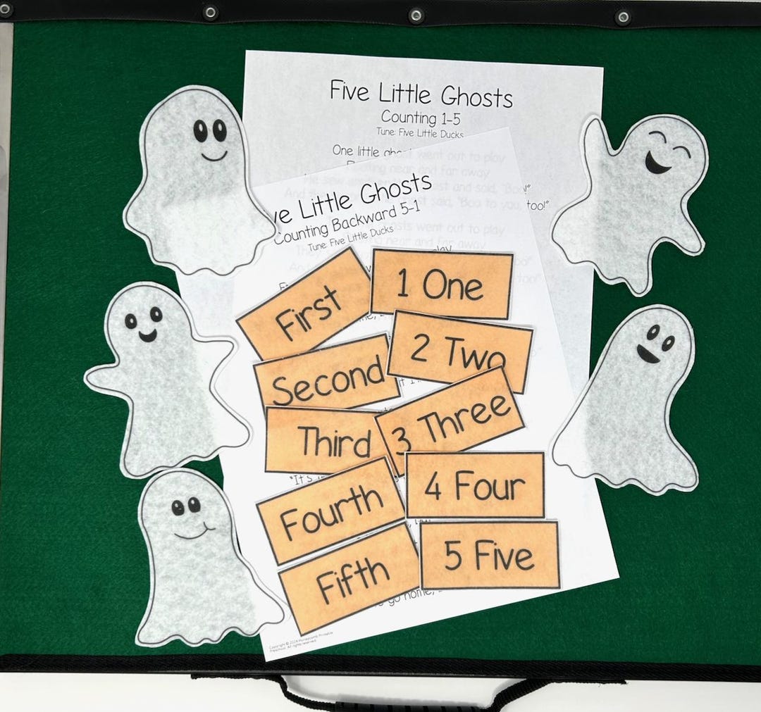 Five Little Ghosts Felt Board Set: Halloween Counting Songs, Preschool ...
