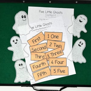 Five Little Ghosts Felt Board Set: Halloween Counting Songs, Preschool ...