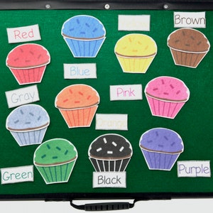 Cupcake Colors Felt Board Set: Learning Colors, Matching Game ...