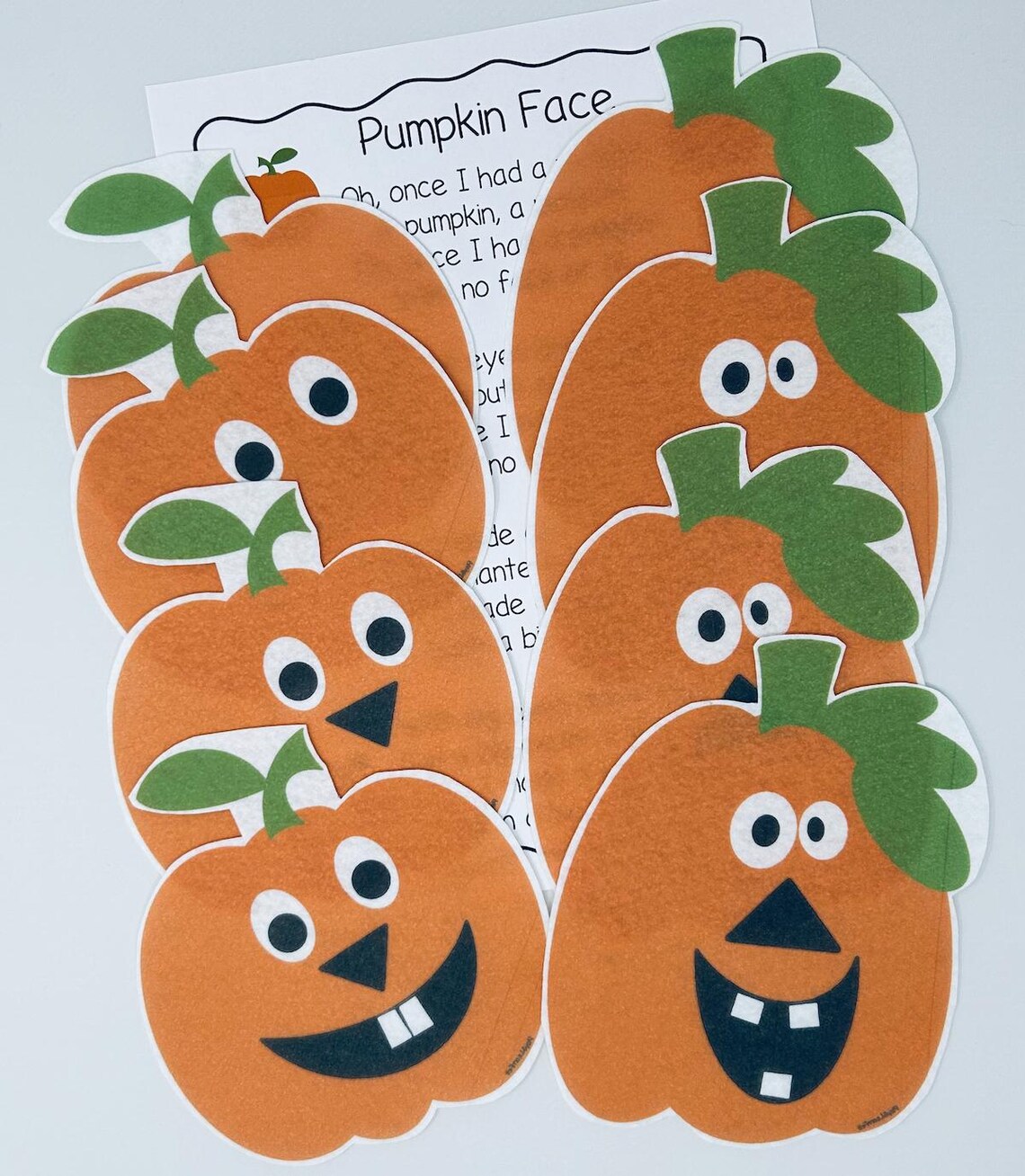 Pumpkin Face Felt Board Song Set: Fall Circle Time Activity, Halloween ...