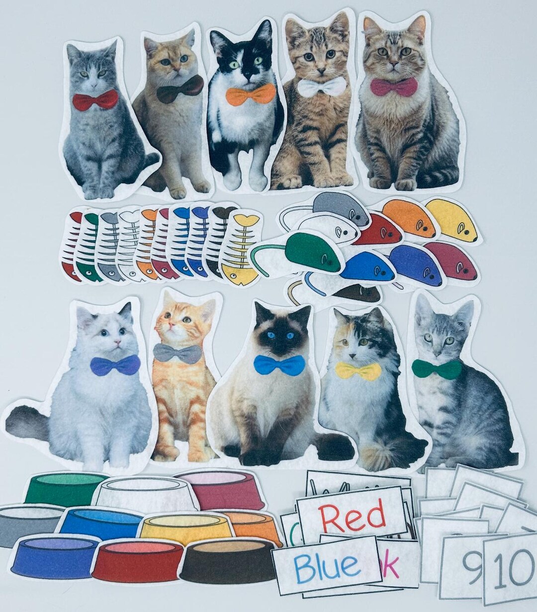 Kitten & Cat Felt Board Set: Color Learning, Preschool and Toddler ...