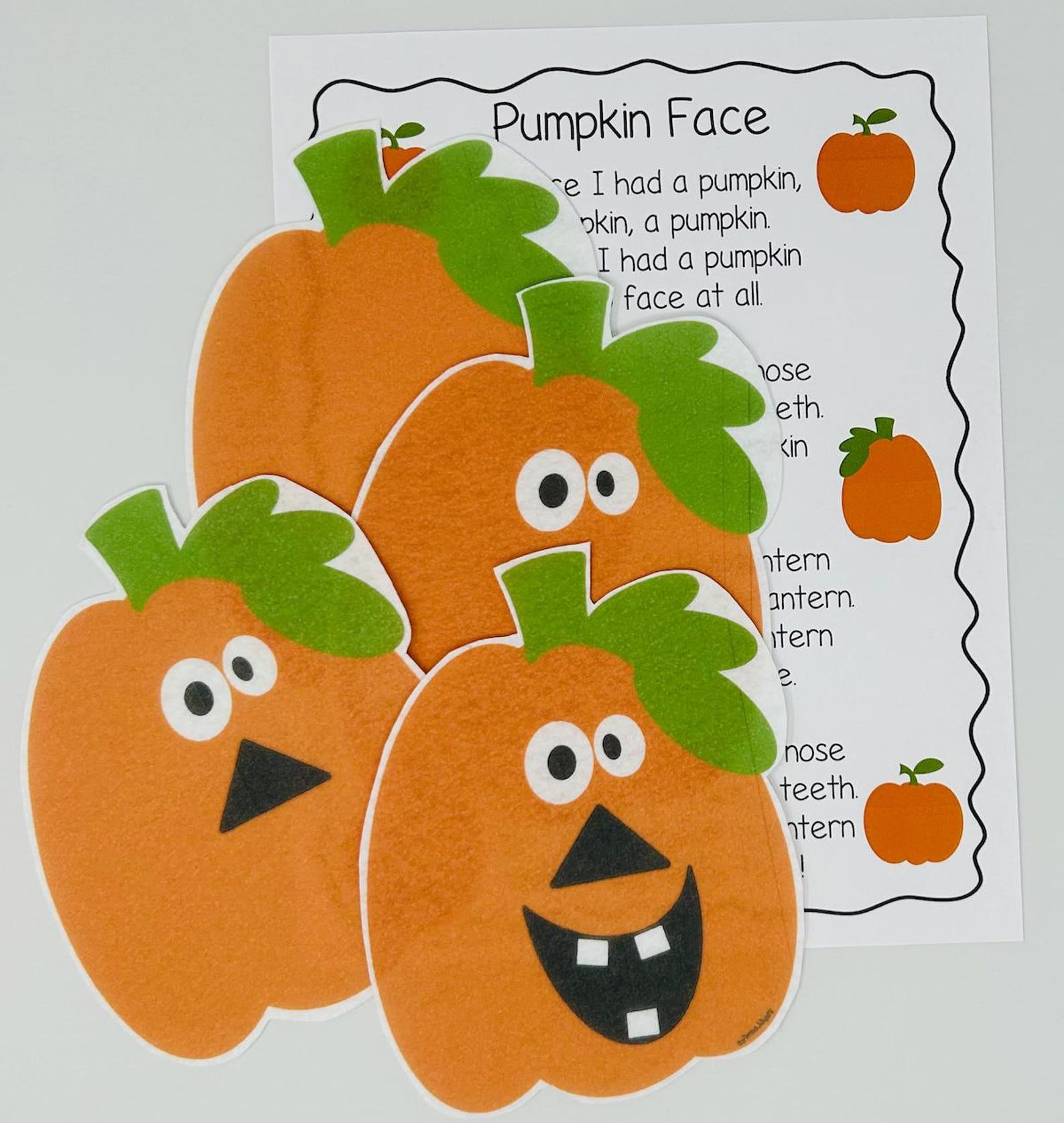 Pumpkin Face Felt Board Song Set: Fall Circle Time Activity, Halloween ...