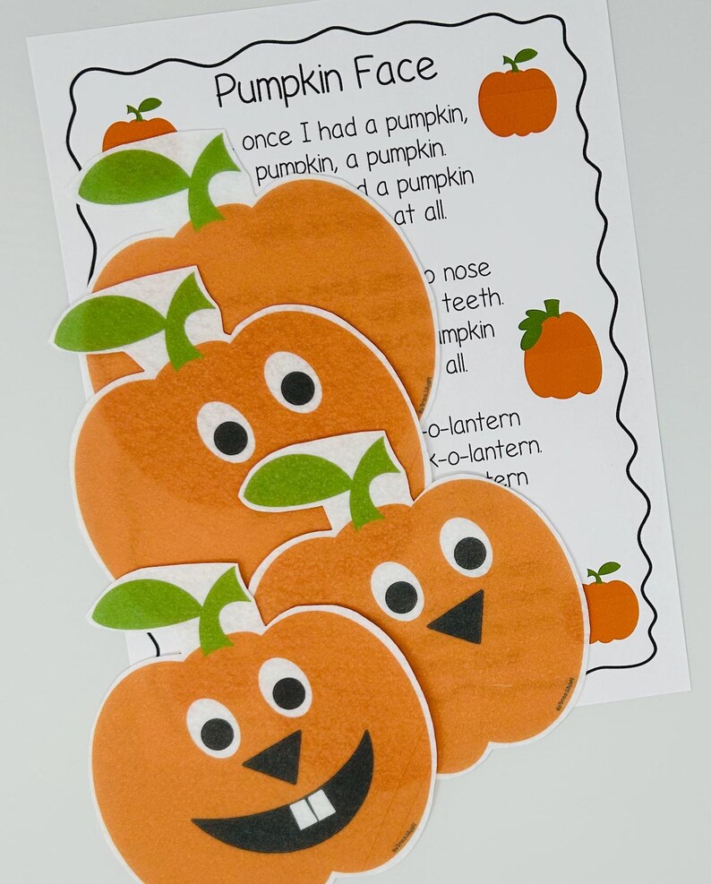 Pumpkin Face Felt Board Song Set: Fall Circle Time Activity, Halloween ...
