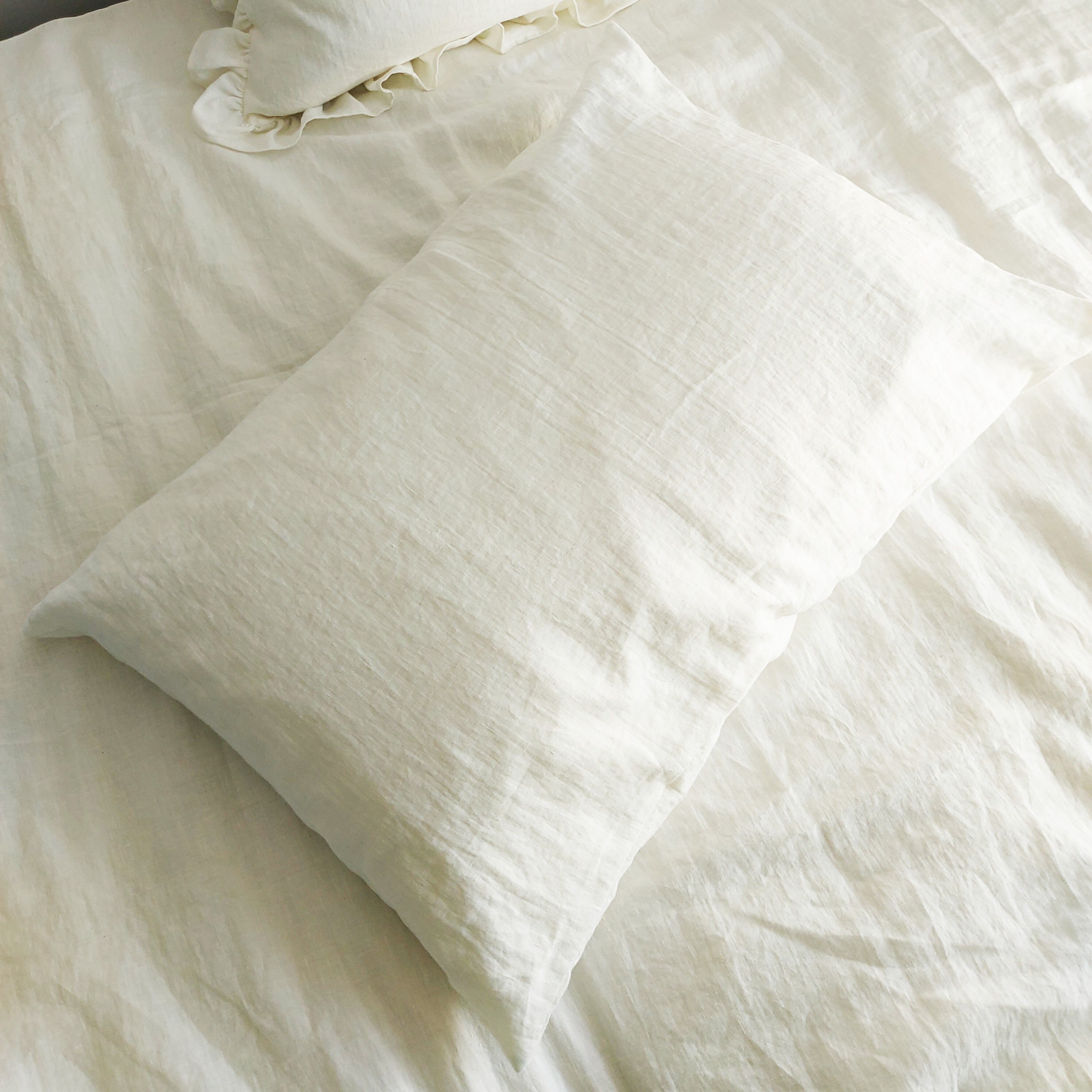 Stonewashed Ecru Linen Bedding Set, Linen Bedding Set, Zip Closure ...