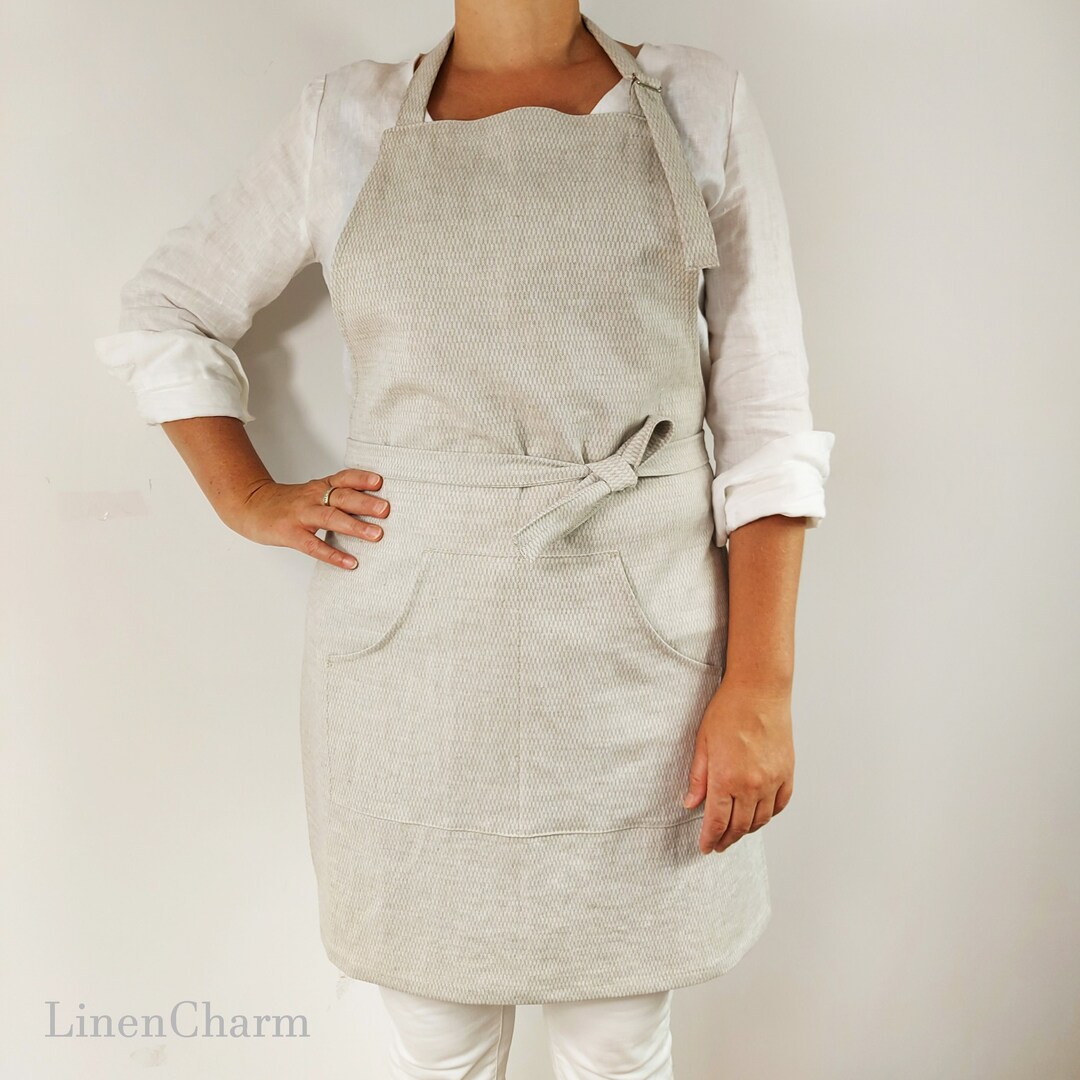 Tablier Spica en lin, tablier en lin lavé à la pierre, tablier de ...